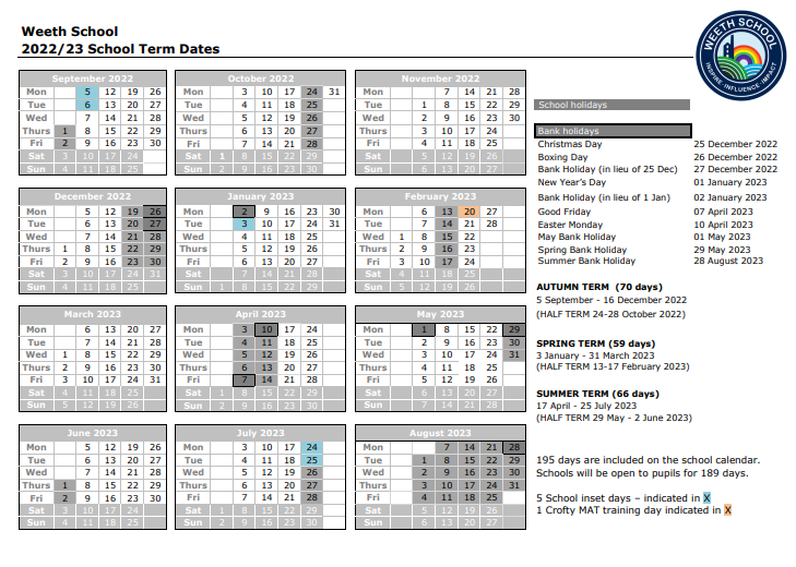 Term Dates - Weeth School
