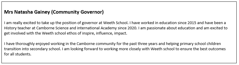 School Governors - Weeth School